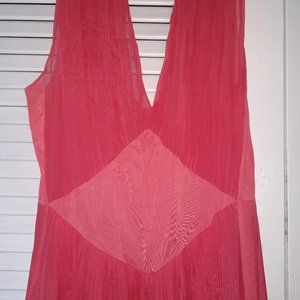 Intimates & Sleepwear | Vintage Red Night Dress Full Length Deep V Neck ...